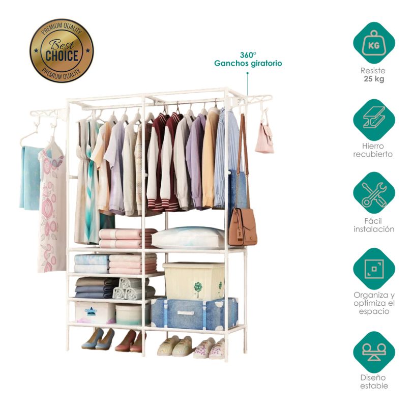 Closet Armable Organizador De Ropa Closet Rack Ajustable – Grupo Comercia