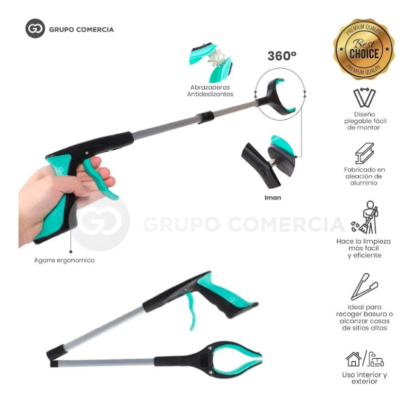Pinzas Extensión Agarre Recoge Basura Objetos Plegable – Grupo Comercia