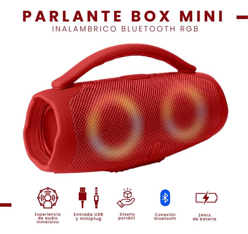 Mini Bocina Parlante Portátil Box Bluetooth Recargable Rgb Rojo Innovo ...