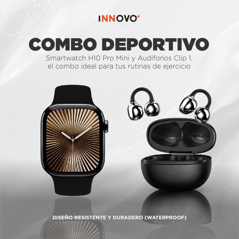 Smartwatch H10 Pro Mini AMOLED + Audífonos Clip 1 Deportivos – IP67 ...