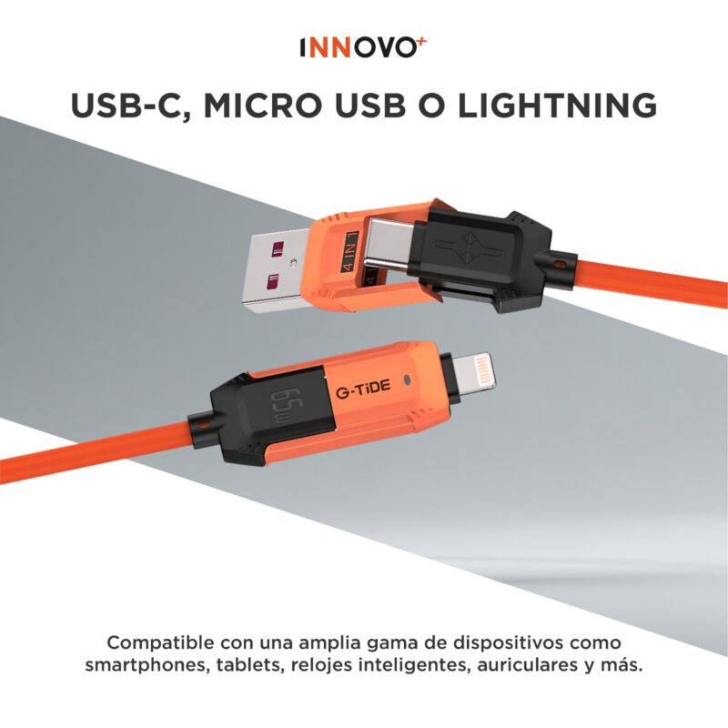 Cable De Carga Universal 4 En 1 G-tide 65w Carga Rápida Usb-c Micro 1 ...