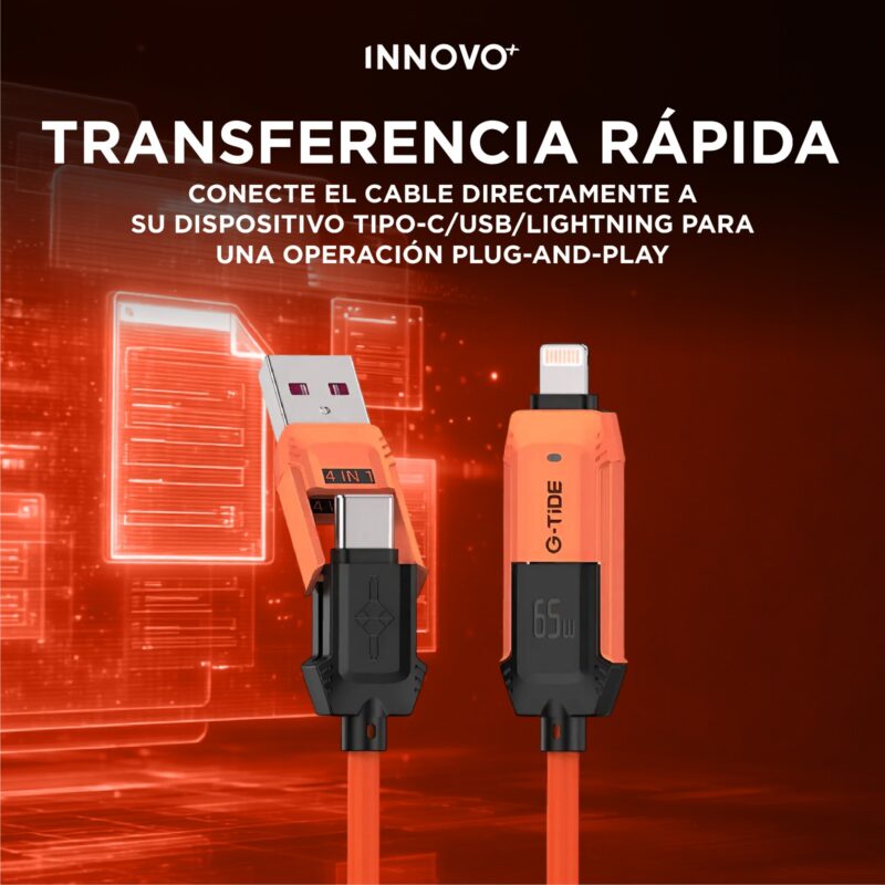 Cable De Carga Universal 4 En 1 G-tide 65w Carga Rápida Usb-c Micro 1 ...