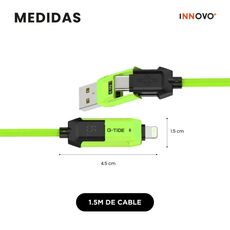 Cable De Carga Universal 4 En 1 G-tide 65w Carga Rápida Usb-c Micro 1 ...